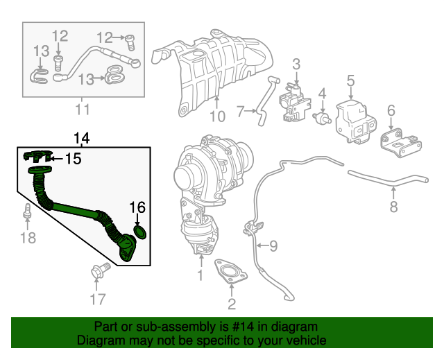 2014-2015 Chevrolet Cruze Turbocharger Oil Return Pipe 55587503 ...