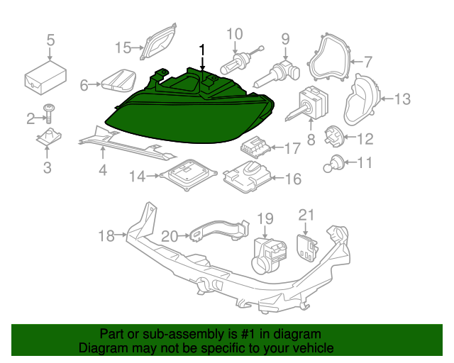 Genuine BMW 63-11-7-273-216 | AHL-xenon Headlight Assembly - Right ...