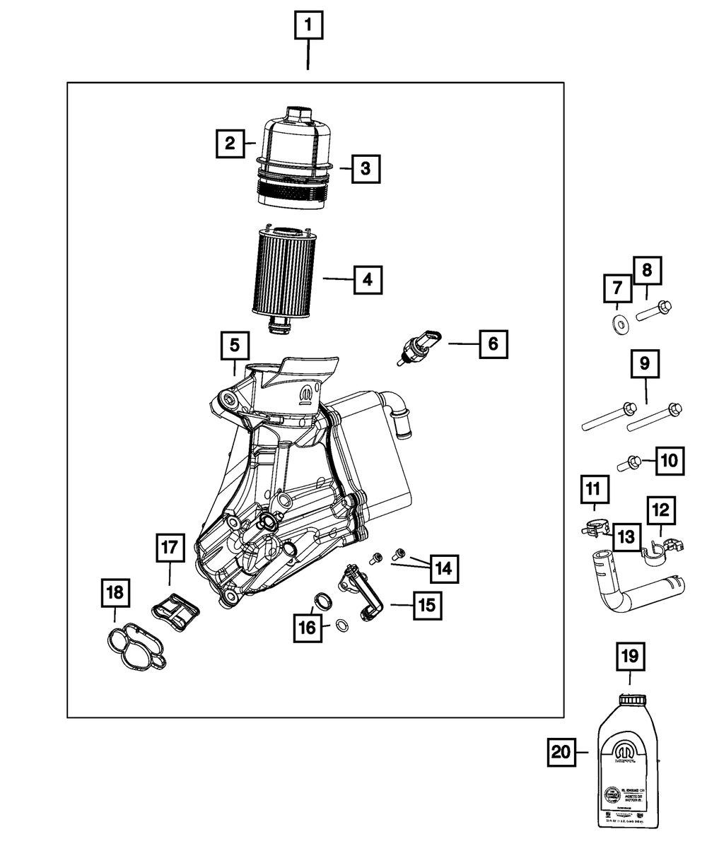 2020-2023 Ram 1500 Engine Coolant To Oil Cooler Outlet Hose 68490058AA ...