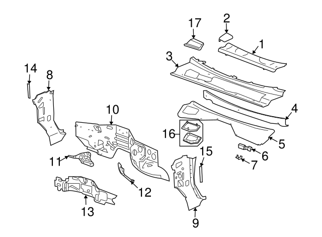 1999-2020 GM Plenum Lower Panel Water Deflector 25809428 ...