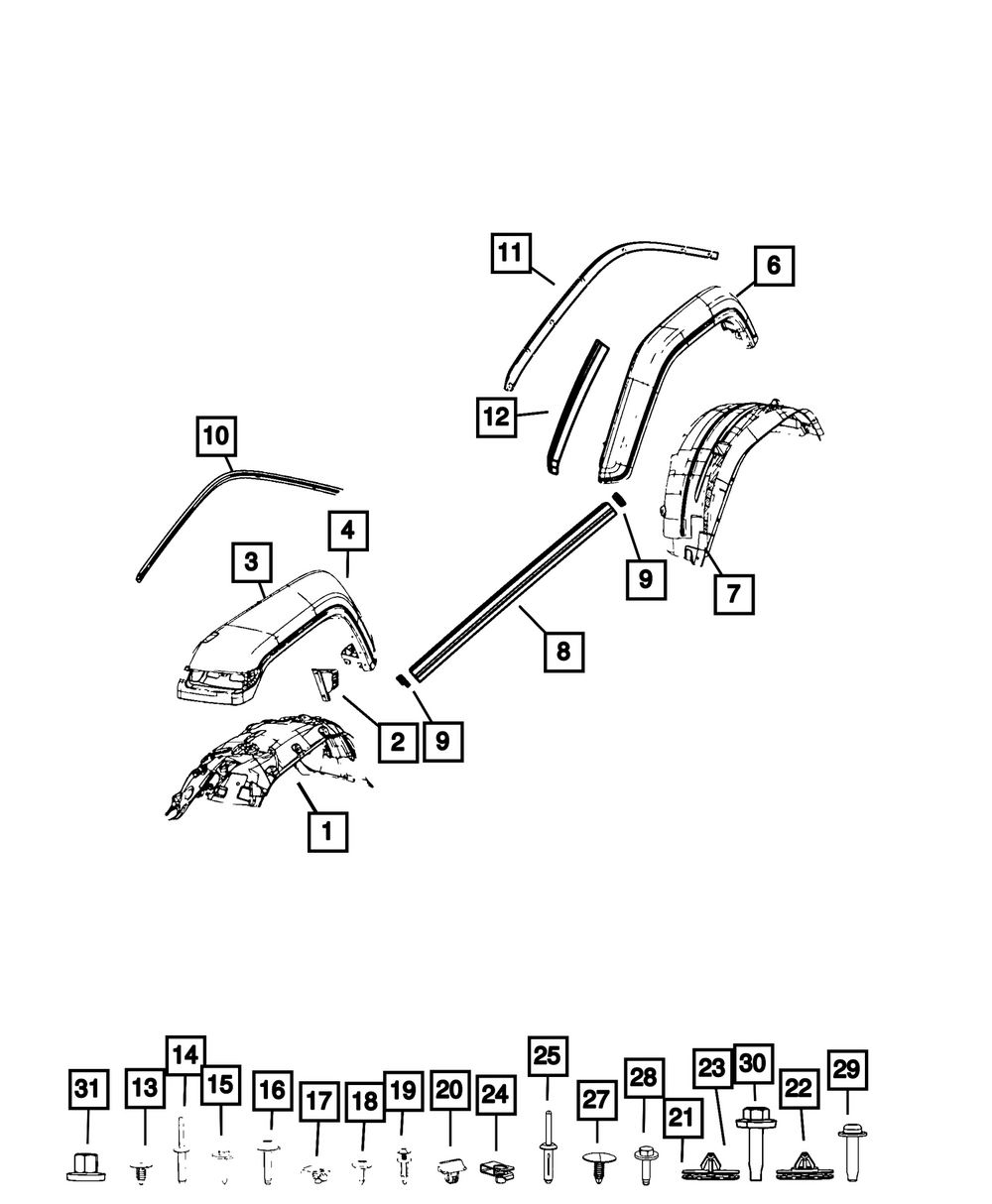 6ZC51TZZAA - Wheel Opening Flare Molding, Left 2020-2025 Jeep Wrangler ...