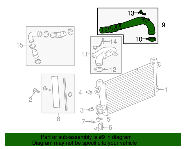 84343023 - Charge Air Cooler Outlet Air Hose 2017-2022 GM | Group 1 ...