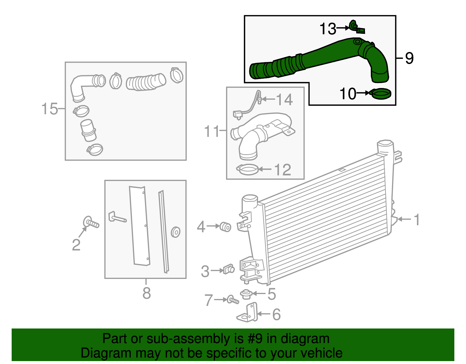 2017-2022 GM Charge Air Cooler Outlet Air Hose 84343023 GM ...