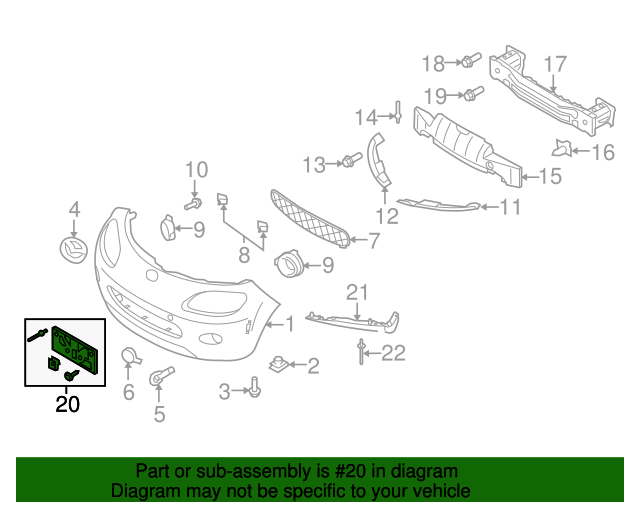 NE51-50-170C - License Bracket Front - 2006-2008 Mazda MX-5 Miata ...