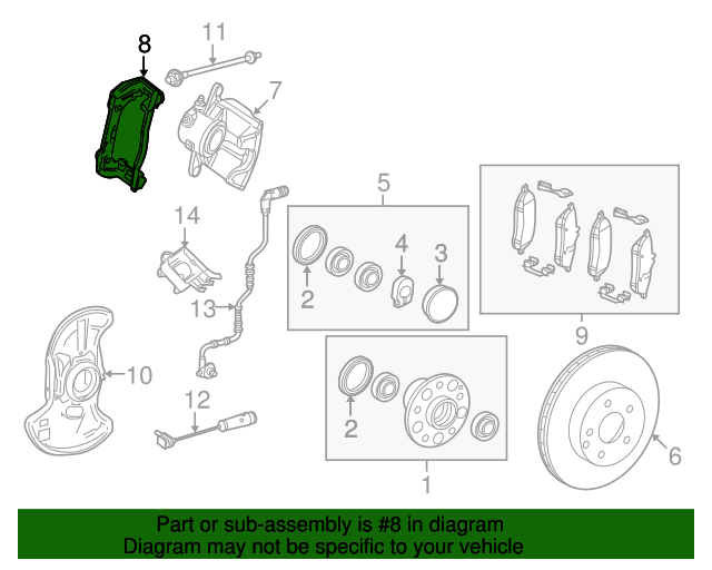 204-421-09-94 - Caliper Mount 2008-2015 Mercedes-Benz | Mercedes-Benz ...