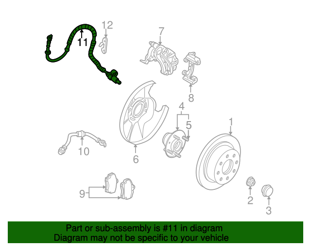 2002-2004 Kia Spectra Rear Speed Sensor 0K2N1-43711 | TascaParts.com
