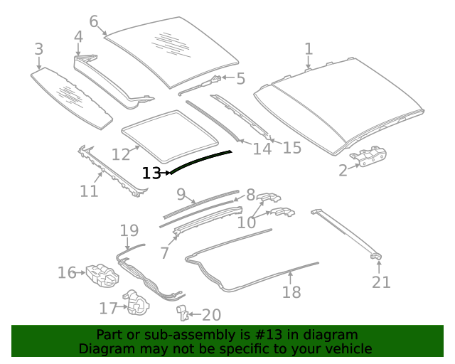 2017-2023 Mercedes-Benz Sunroof Glass Seal 205-782-06-00-64 ...