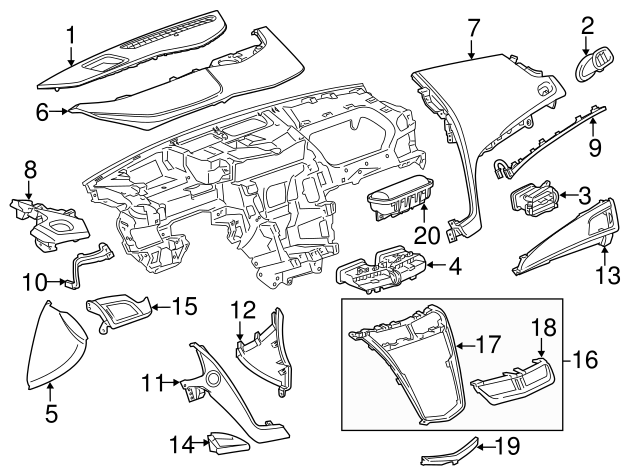 23438557 GM Natural Sapele High Gloss Passenger Side Instrument Panel ...