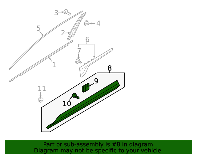 2021-2023 Kia Sorento Body Side Molding 87721-P2000 | QuirkParts