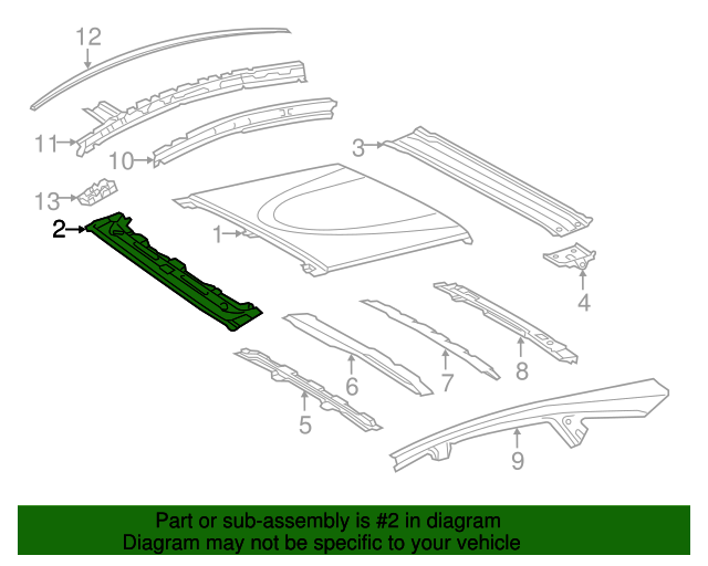 2012-2017 Toyota Prius V Roof Header Panel 63102-47060 | Toyota Parts ...