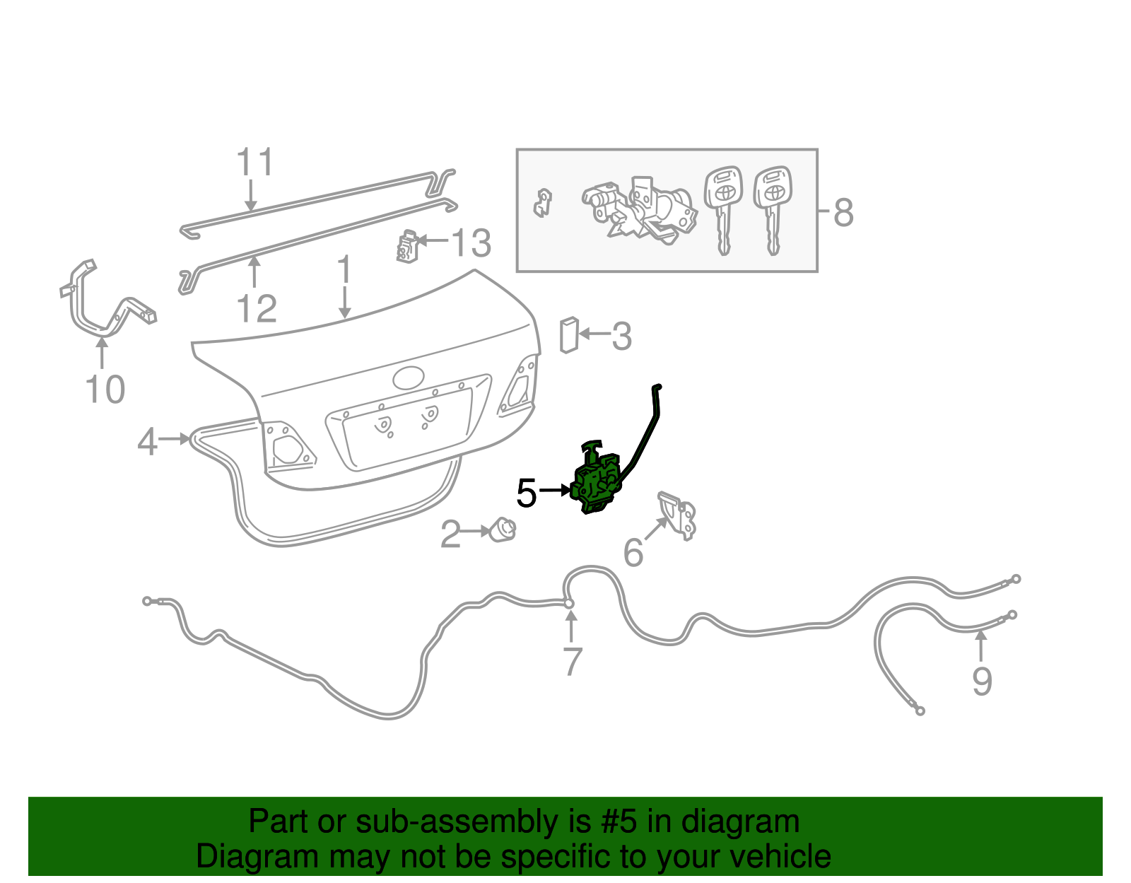 64600-02031 - Lock Assembly, Luggage Compartment Door 2014-2019 Toyota ...
