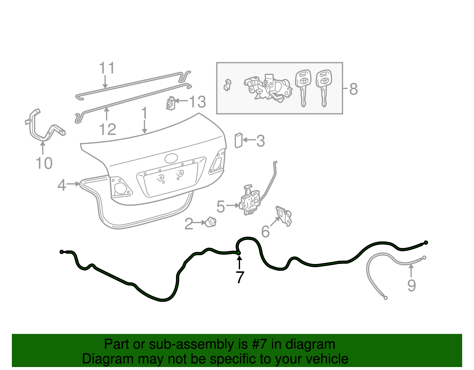 2014-2019 Toyota Corolla Trunk Release Cable 64607-02330 | Elmhurst ...