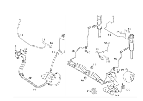 Line Arrangement of Hydraulic System for 2008 Mercedes-Benz SL 55 AMG ...