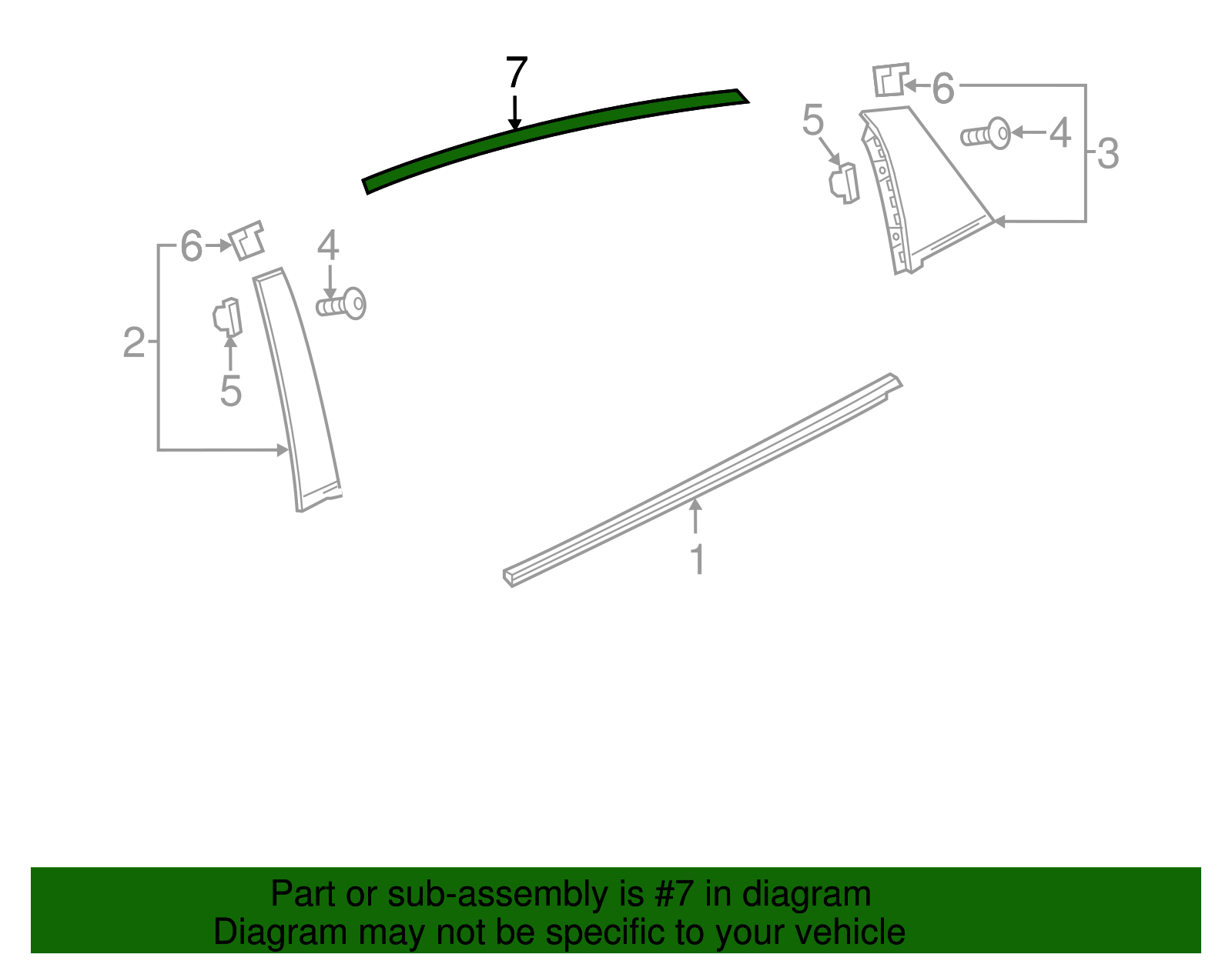 84205394 - Rear Passenger Side Door Window Upper Reveal Molding 2016 ...