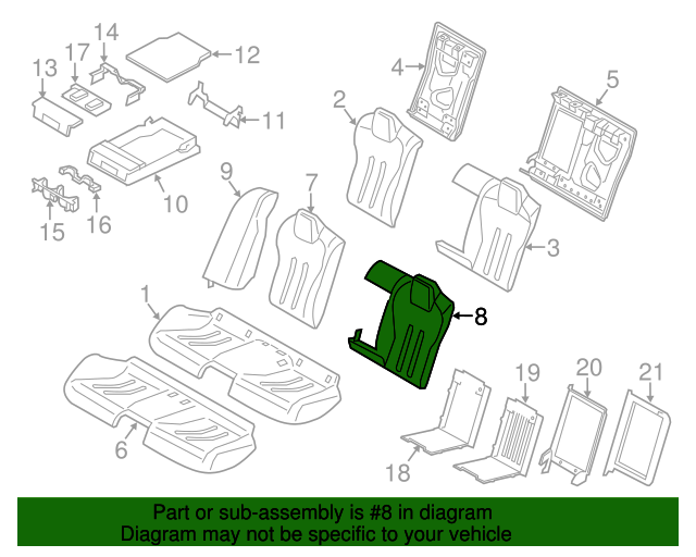 52-20-8-055-468 - Cover, backrest, perforated leather, lft 2016-2019 ...