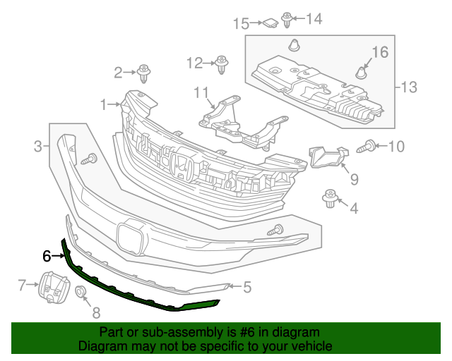71124-T2F-A51 - Molding Strip 2016-2017 Honda Accord | Honda Parts Online