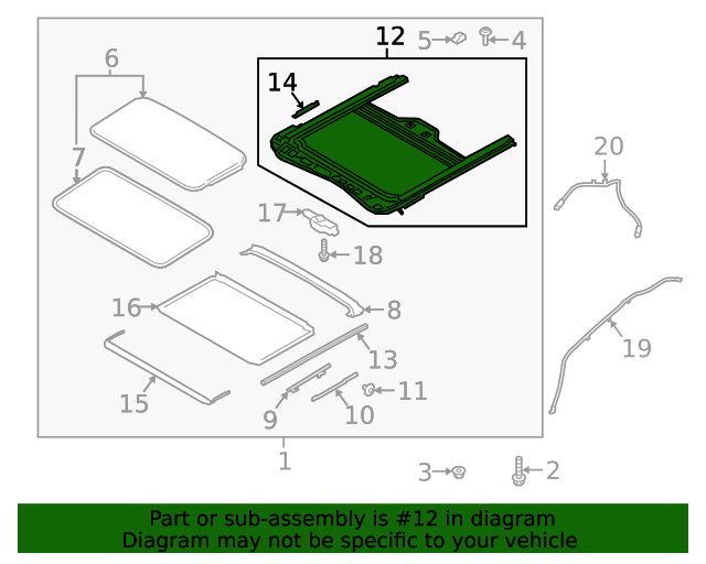 81610-M6000 - Sunroof Frame 2019-2021 Kia Forte | Kia.Parts Store