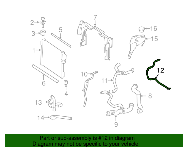 221-501-16-25 - Engine Coolant Overflow Hose 2008-2010 Mercedes-Benz ...
