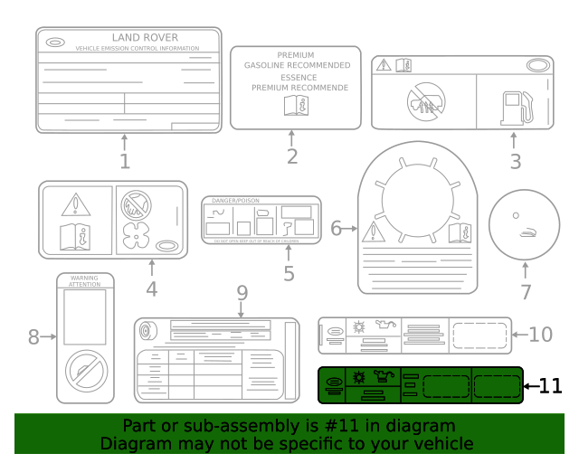 Genuine OEM AC Label Part# LR105721 Fits 2018-2019 Land Rover Range ...