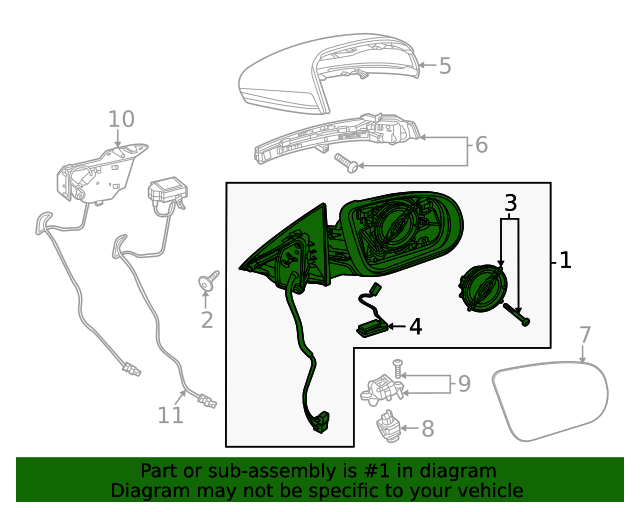 Mirror Assembly - Left 247-810-01-06-64 | Mercedes-Benz Parts