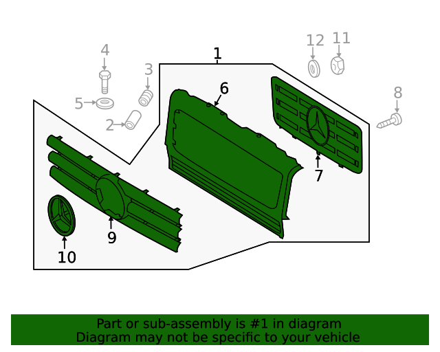 463-880-22-00 - Grille Assembly 2016-2018 Mercedes-Benz G 550 ...