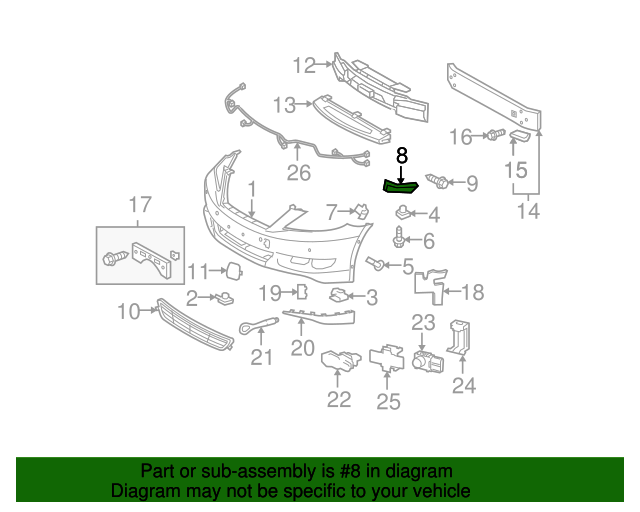 2010-2012 Lexus Bumper Cover Retainer 52536-50070 | OEM Parts Online