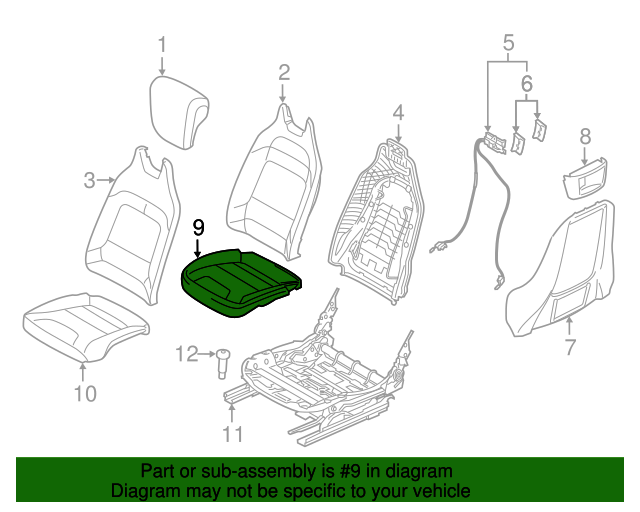 Genuine BMW 52-10-7-388-647 | Seat Cushion Pad | FREE Shipping on Most ...
