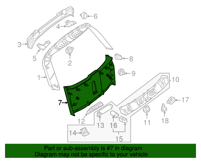 212-740-01-70-8K43 - Lift-Gate Trim Cover 2011-2016 Mercedes-Benz ...