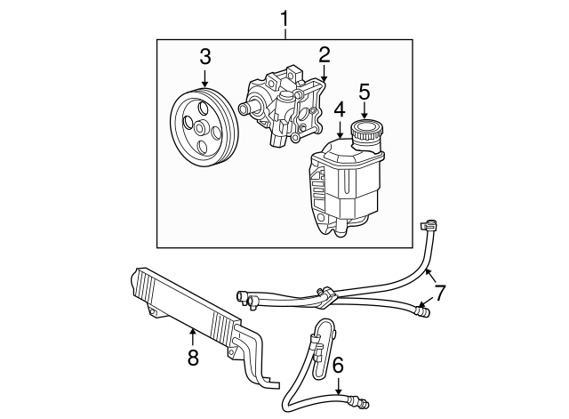 2003-2008 Dodge Ram 1500 Power Steering Return Hose 55366796AC ...