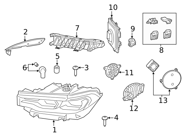 Genuine Headlamp Bracket for 2019-2021 BMW X7 | OEM Part# 63-11-9-466 ...