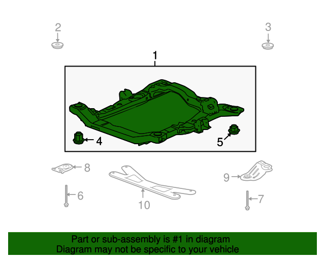 2009-2017 GM Front Engine Cradle with Insulators 23278108 GM ...