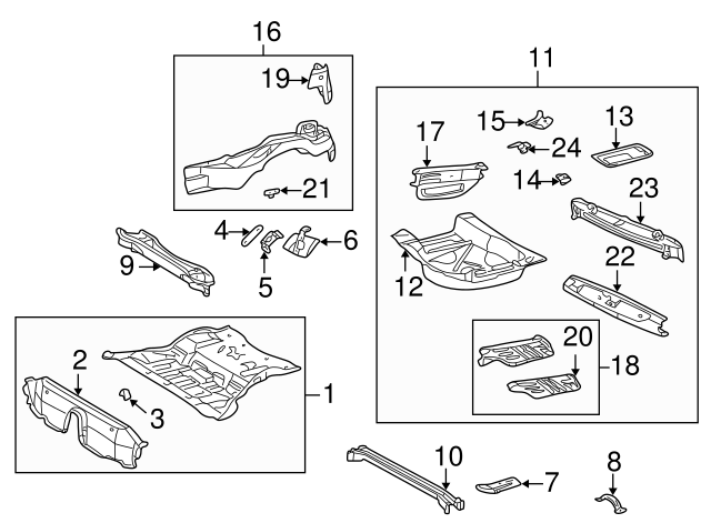 208-610-00-14 - Floor Pan Crossmember 1998-2003 Mercedes-Benz ...