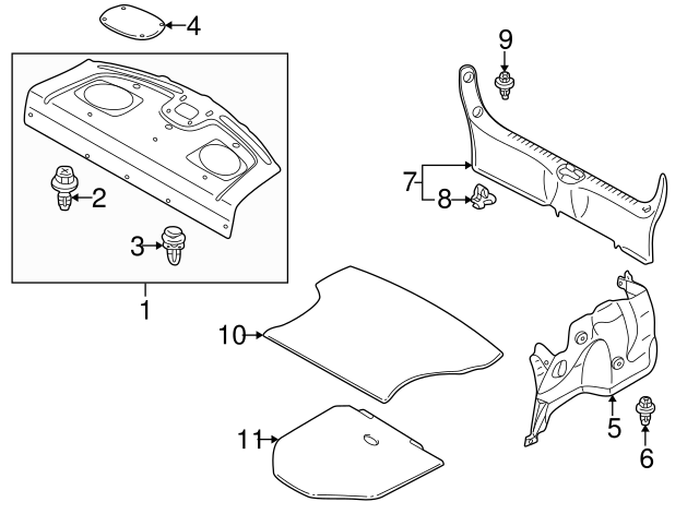 1999-2003 Mazda Protege Trunk Side Trim B25D-68-851-04 | RealMazdaParts.com