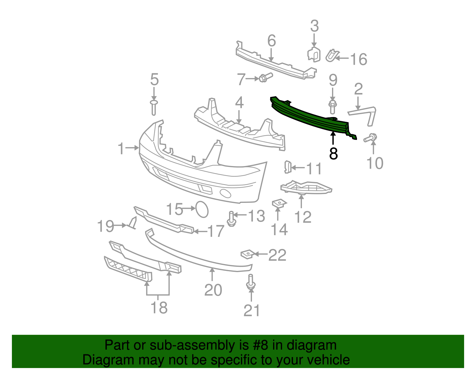 2007-2014 GM Front Bumper Impact Bar 25947497 GM | GMPartsDirect.com
