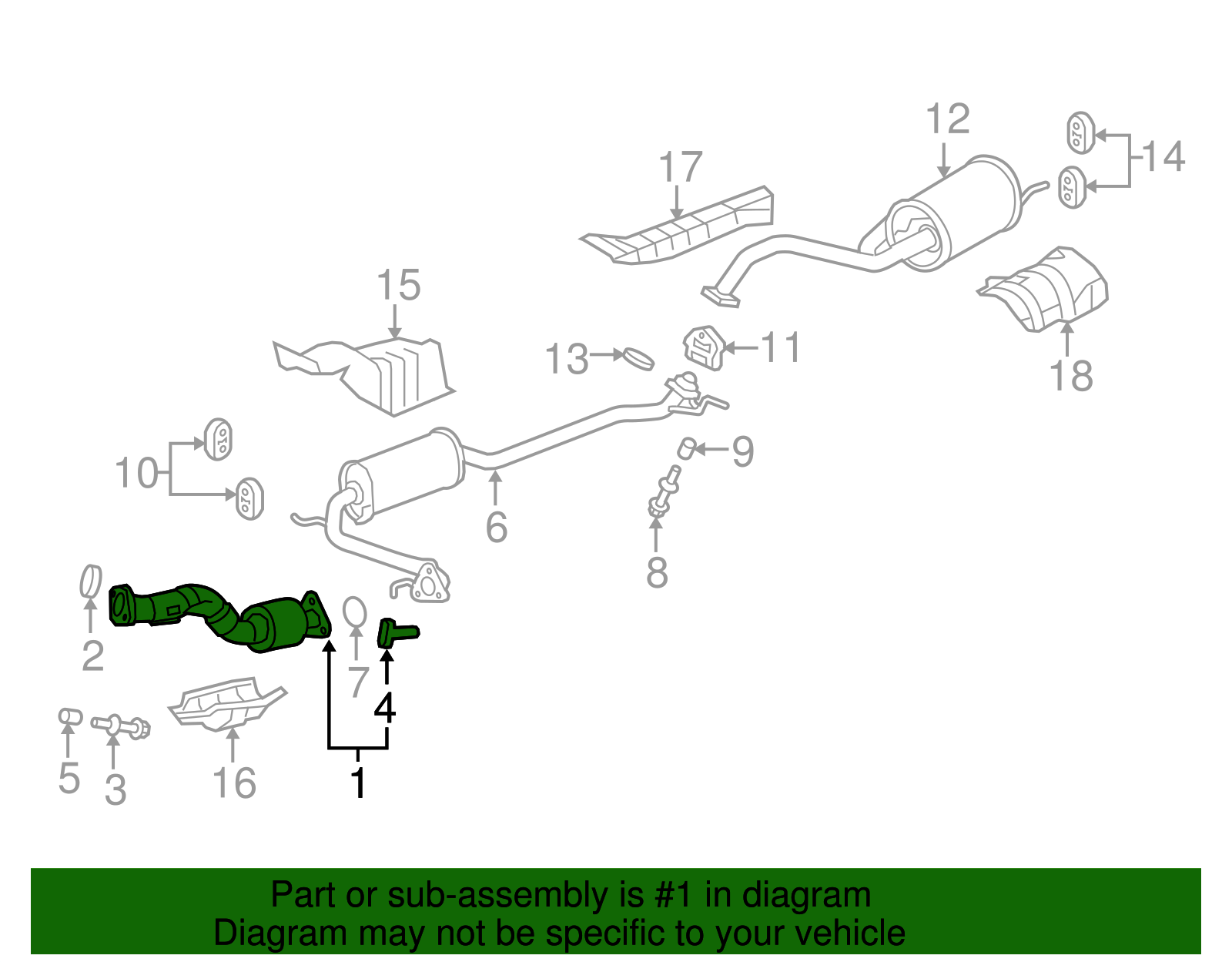 18160-5R7-A00 - Catalytic Converter | Honda Parts Cheap