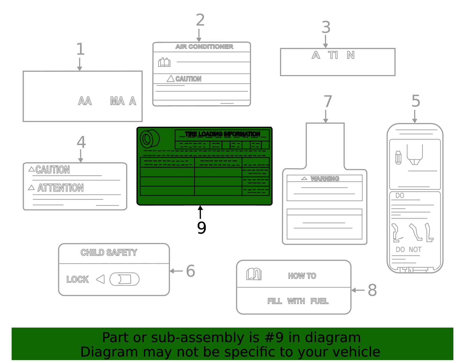 2021-2025 Nissan Rogue Tire Info Label 99090-6RR2C | Kline Nissan