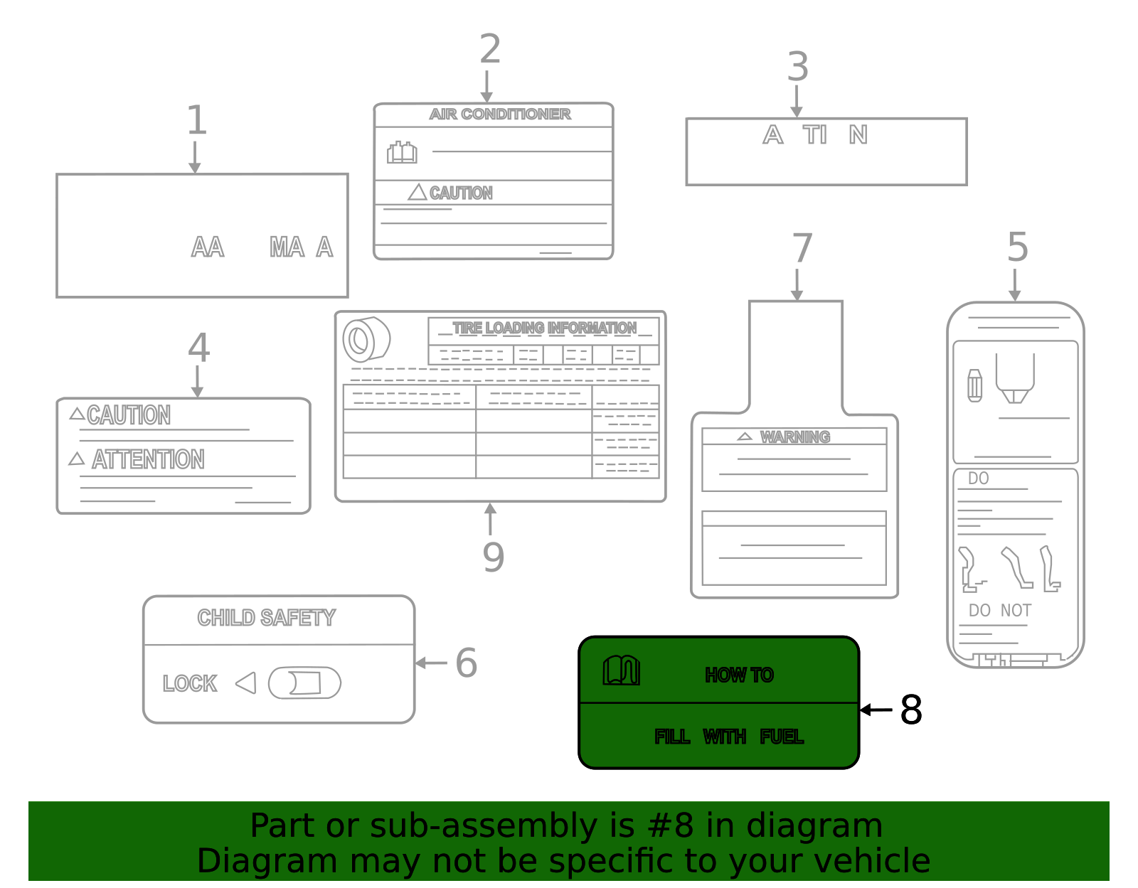 2019-2025 Nissan Fuel Information Label 14806-CH00A | Nissan Parts Plus