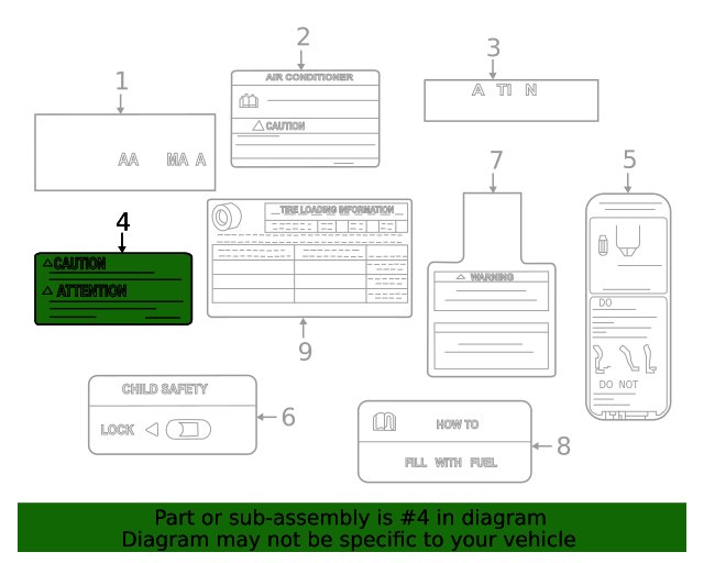 99053-3ZB0A - Caution Label 2013-2024 Nissan | Nissan Parts ...