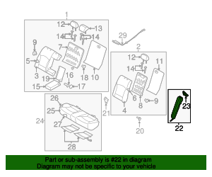 89395-3Q100-Y3Y - Seat Back Bolster Cushion 2011-2014 Hyundai Sonata ...