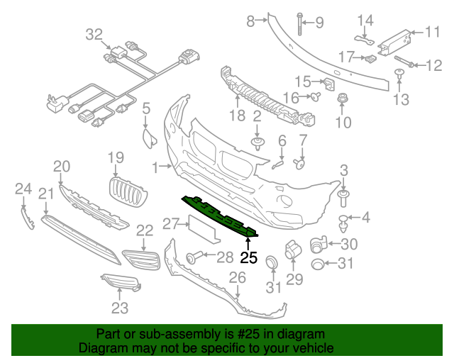 51117413496 - 2015-2017 BMW X3 Lower Trim Panel (51-11-7-413-496) | BMW ...