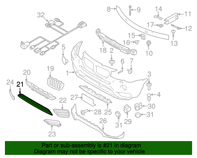 51-11-7-338-476 - Lower Grille - 2015-2017 BMW X3 | Buy BMW Parts Now