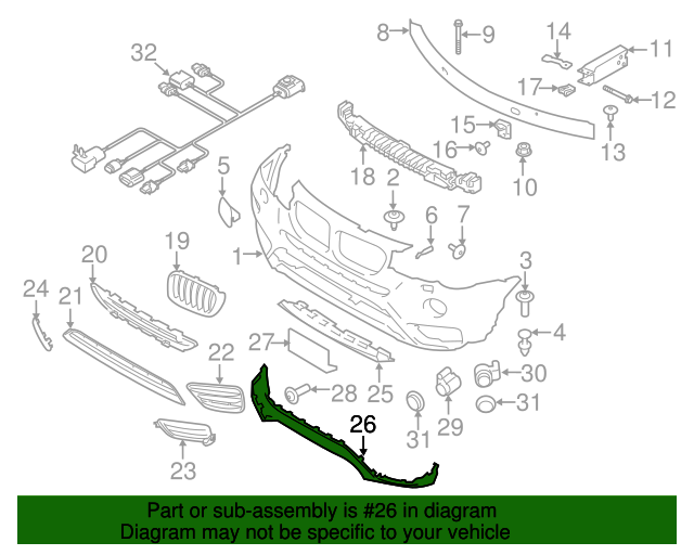 51117389895 - 2015-2017 BMW X3 Lower Cover (51-11-7-389-895) | BMW of ...