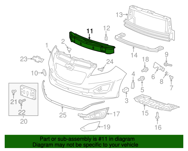 2013-2015 Chevrolet Spark Front Bumper Fascia Energy Absorber 96686589 ...