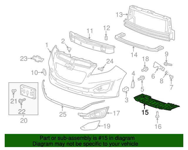 95910193 - Front Bumper Fascia Air Deflector 2013-2015 Chevrolet Spark ...