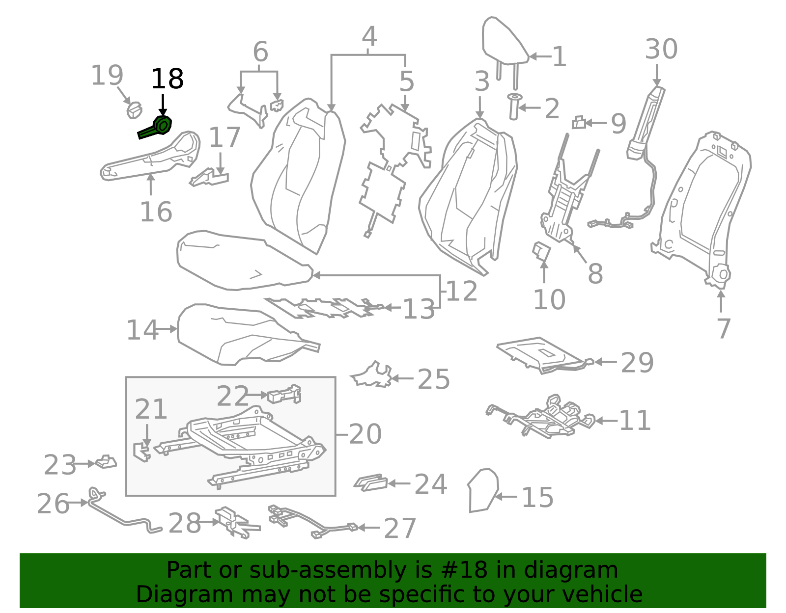 2018-2025 Toyota Recline Handle 72525-02340-C0 | Toyota Parts Center