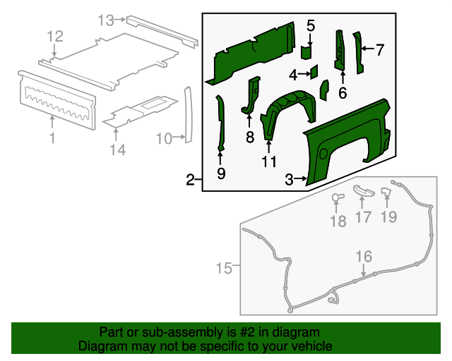 2014-2018 GM Passenger Side Pickup Box Outer Panel 84290099 | QuirkParts