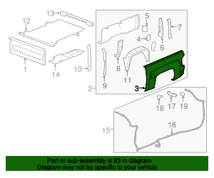 23119421 - Driver Side Pickup Box Outer Side Panel 2014-2018 GMC Sierra ...