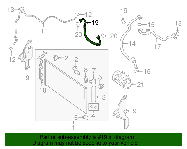 2014-2020 Nissan A/C Refrigerant Discharge Hose 92490-9HP1A | QuirkParts