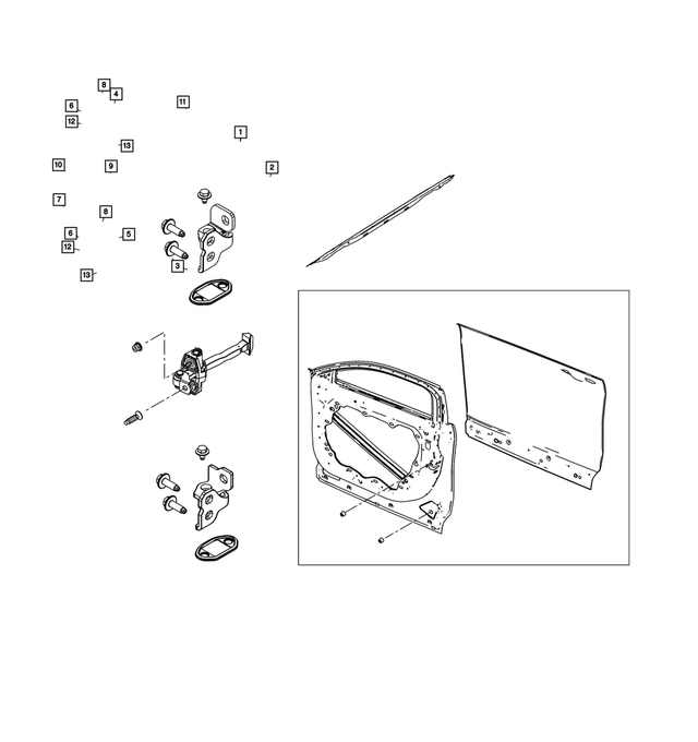2017-2025 Mopar Upper Hinge - Driver's Side (LH) 68306515AA ...