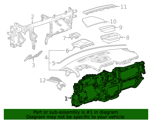 2019-2024 GM Dashboard Panel 85109567 GM | GMPartsDirect.com